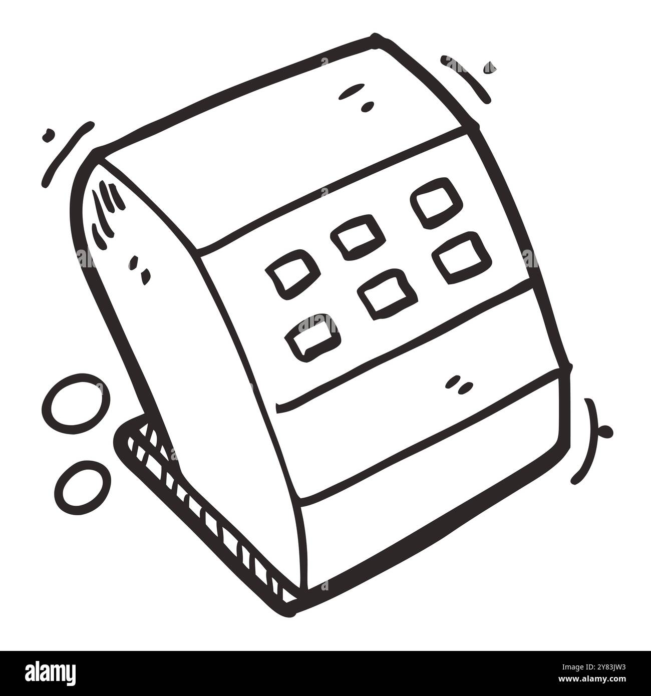 A hand drawn doodle of a classic alarm clock. Perfect for illustrating ...