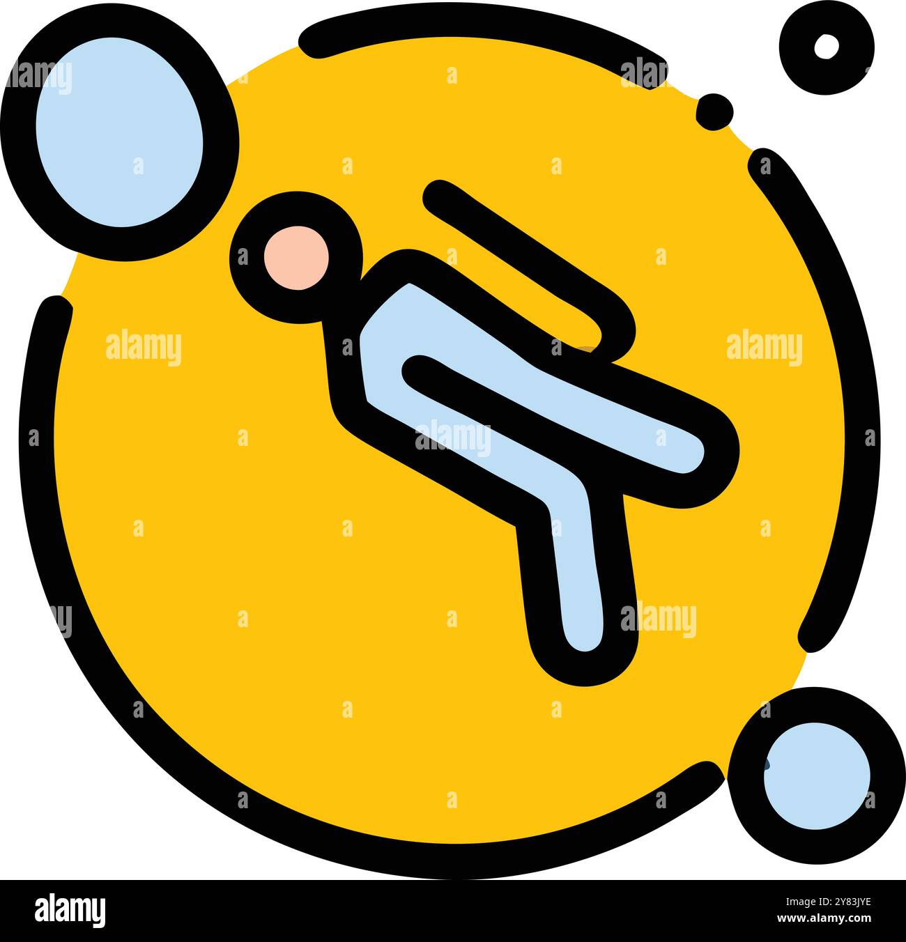 A simple and modern illustration of a stick figure floating in space ...