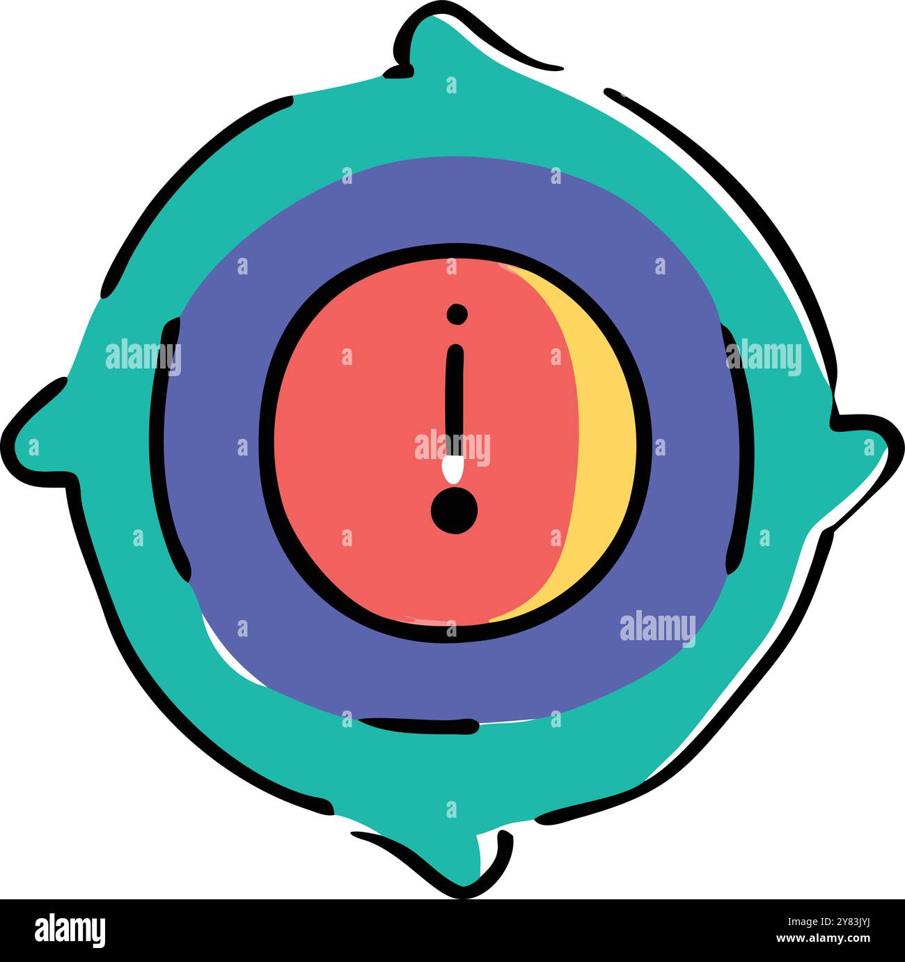 A colorful and modern icon depicting an exclamation mark within a ...