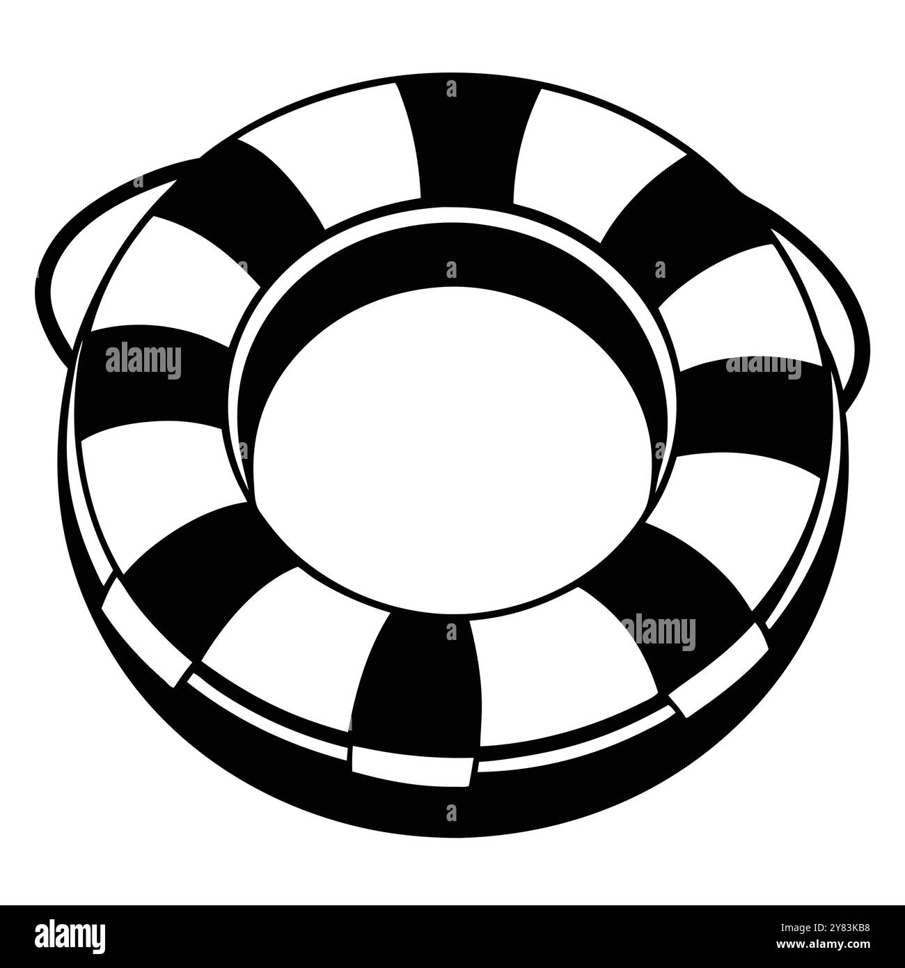 A simple. black and white illustration of a lifebuoy or life ring ...