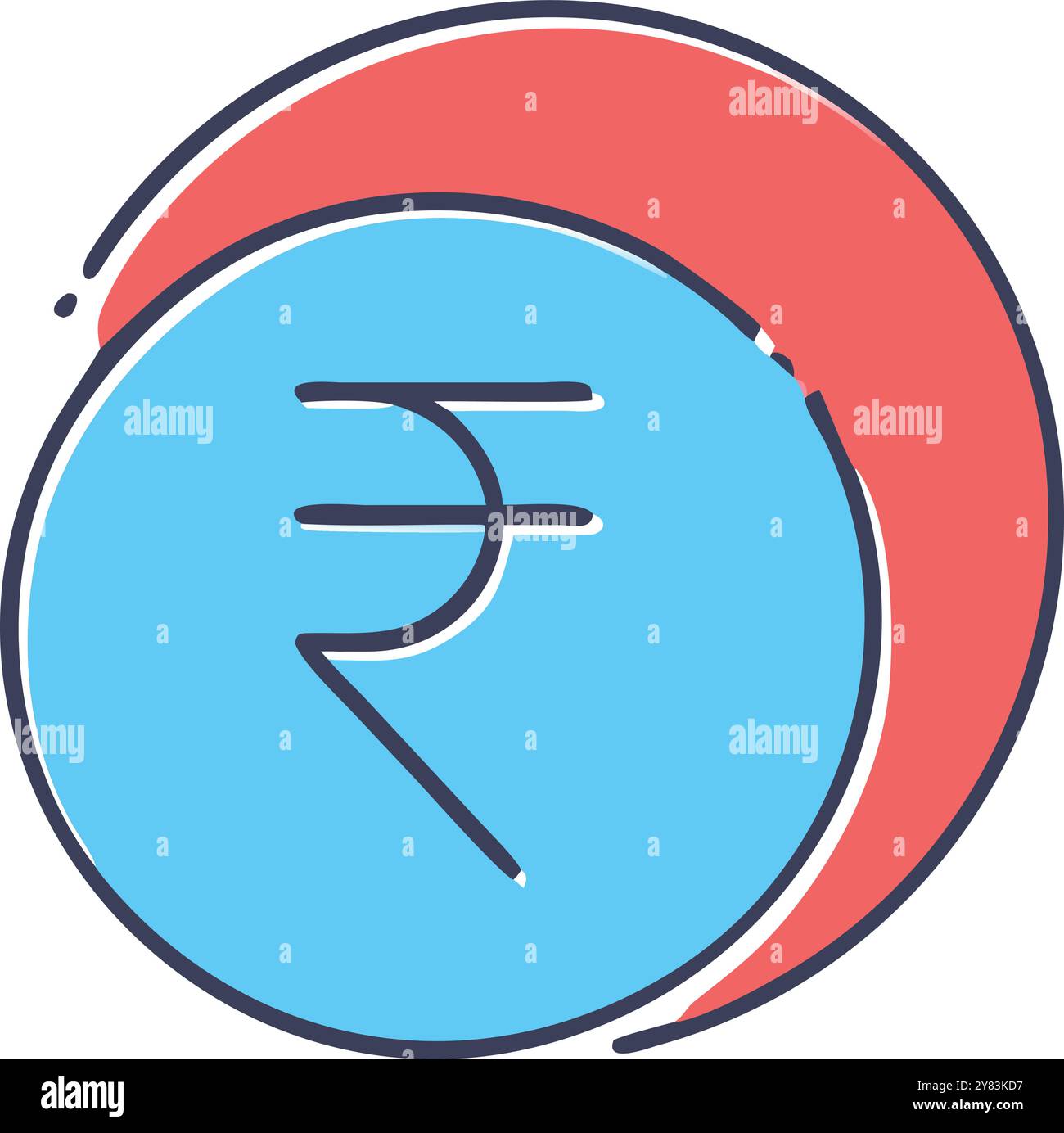 A colorful and modern icon depicting the Indian Rupee symbol within a ...