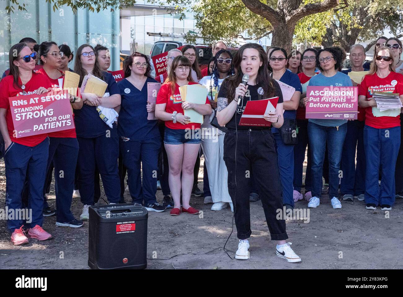 October 2, 2024: Amanda Cheng a registered nurse at Ascension Seton Medical Center leading a ...