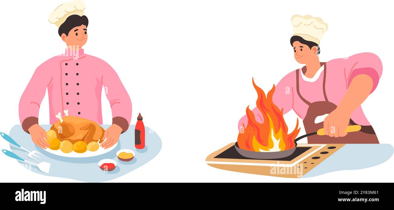 Chefs Preparing Delicious Food vector Stock Vector Image & Art - Alamy