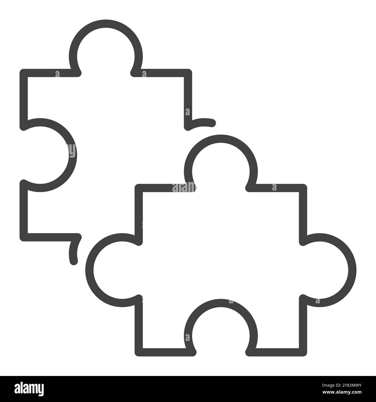 Pair of Jigsaw Puzzle Pieces vector concept linear icon or symbol Stock ...