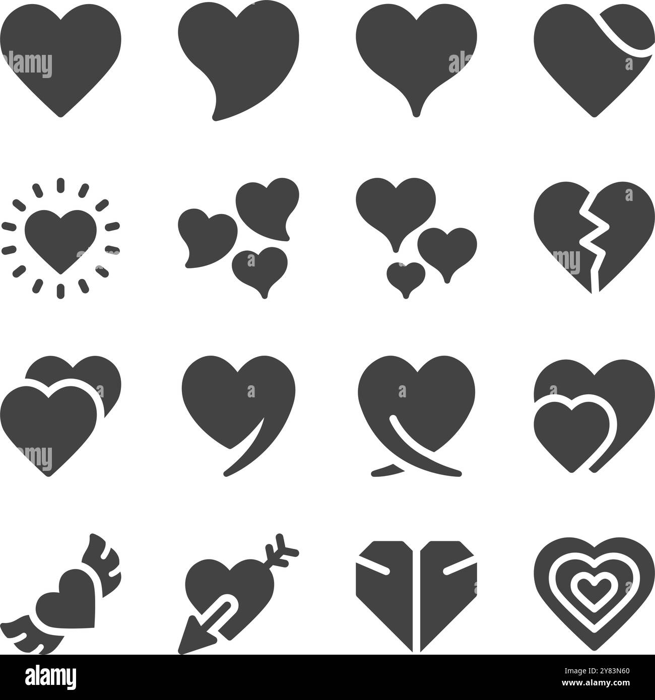 Heart icon set solid Cut Out Stock Images & Pictures - Alamy