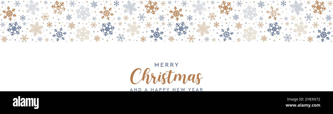 banner christmas card with golden snowflake border vector illustration ...