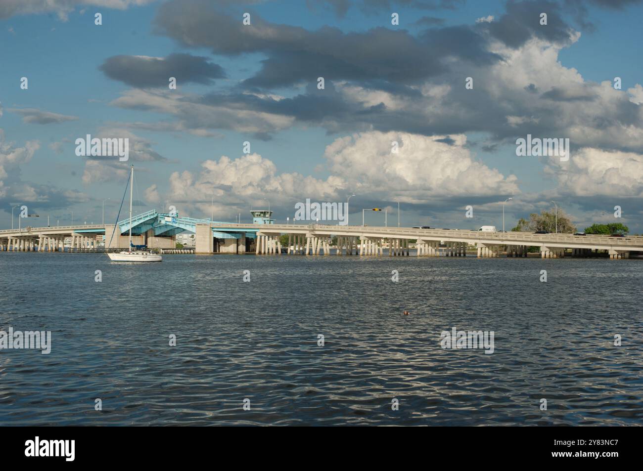 View from over intercoastal towards blue opened Corey Causeway ...