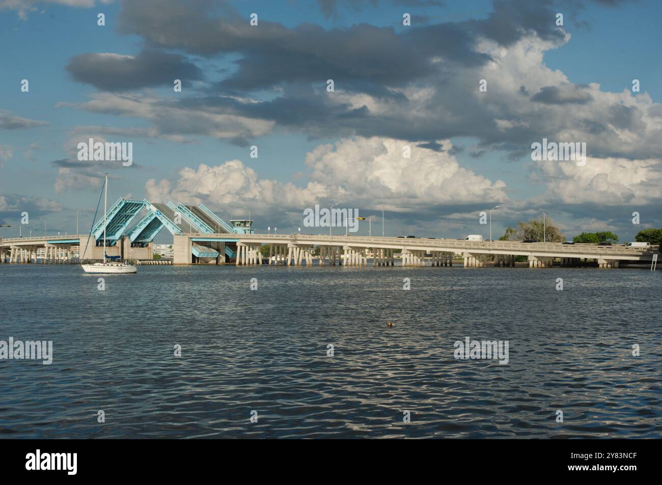 View from over intercoastal towards blue opened Corey Causeway ...