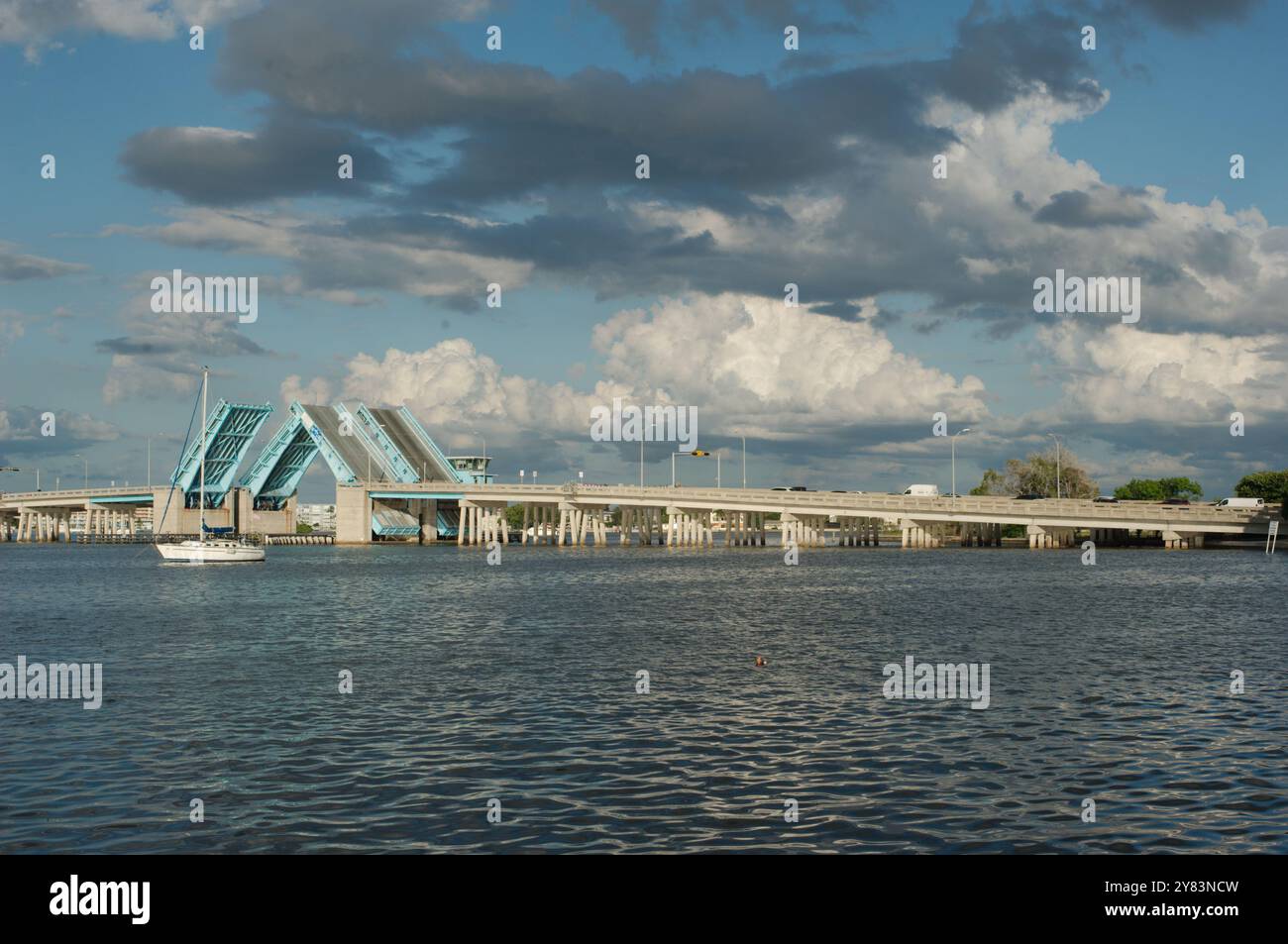 View from over intercoastal towards blue opened Corey Causeway ...