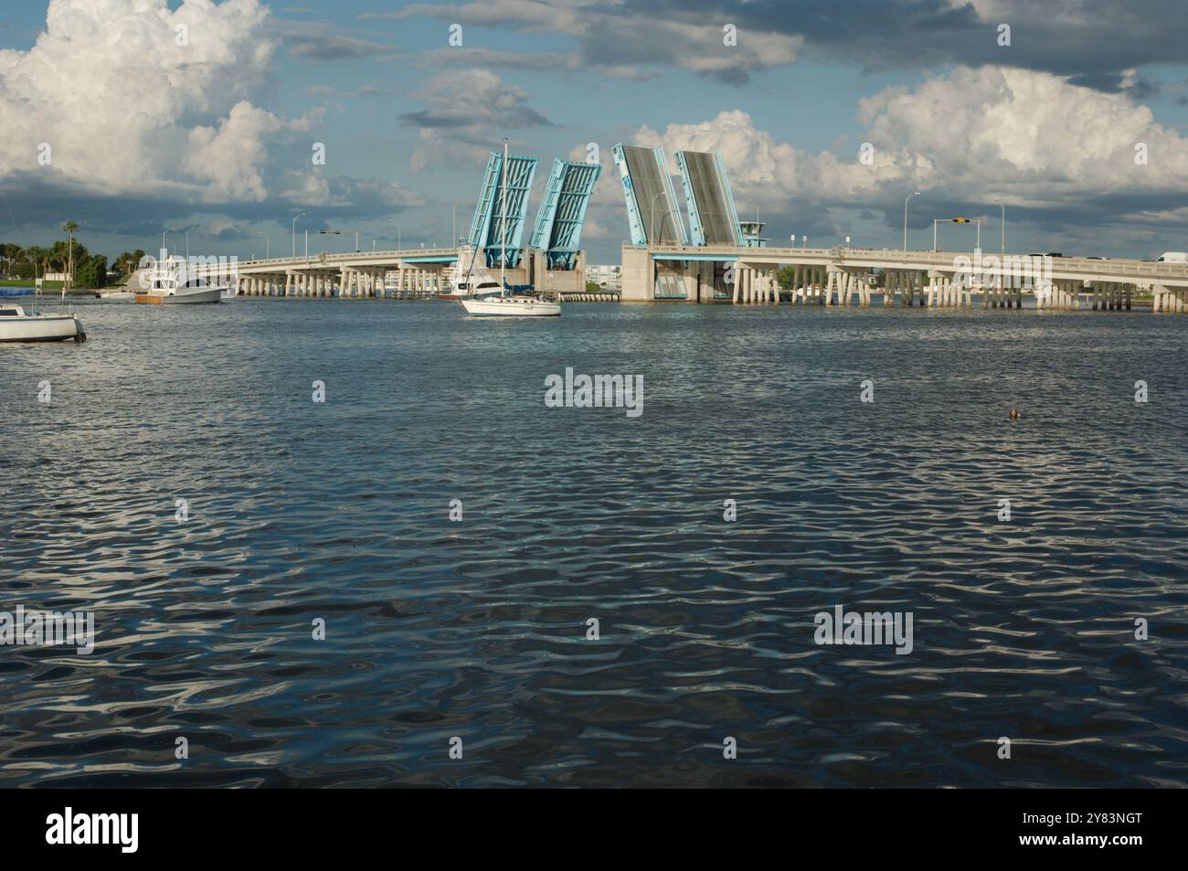 View from over intercoastal towards blue opened Corey Causeway ...