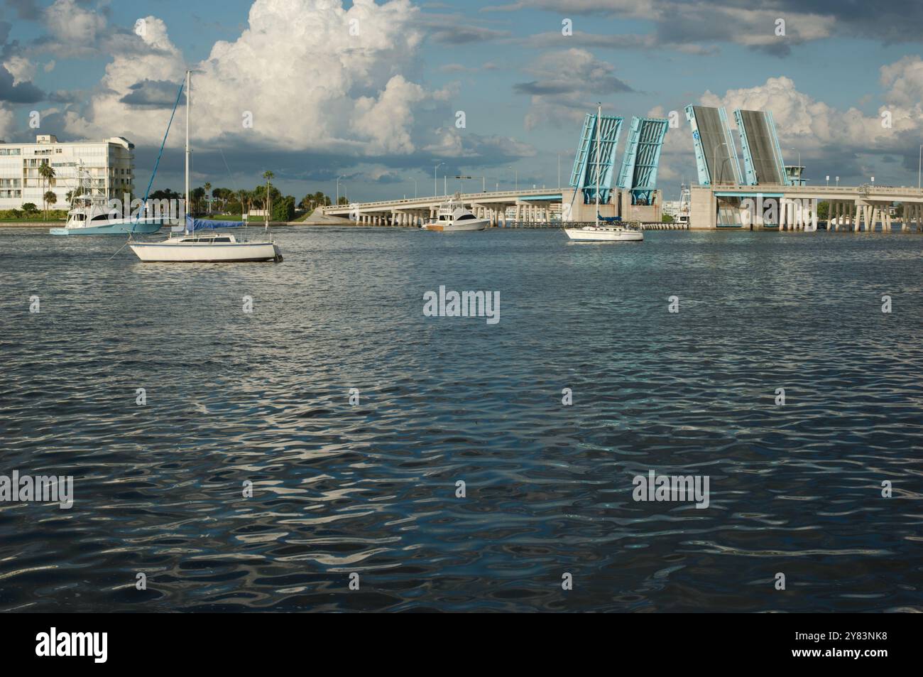 View from over intercoastal towards blue opened Corey Causeway ...