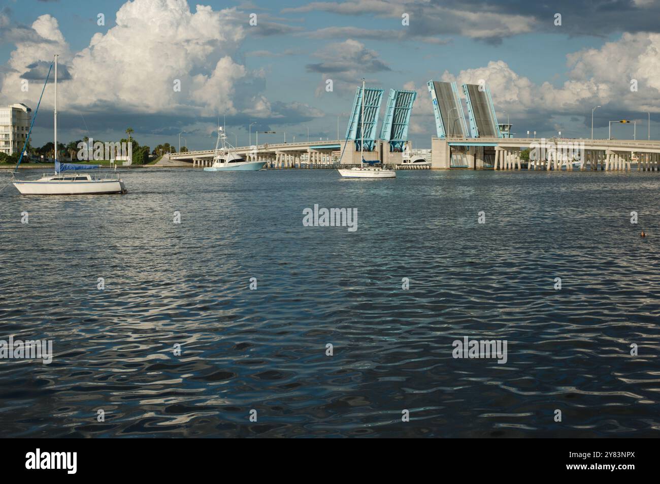 View from over intercoastal towards blue opened Corey Causeway ...