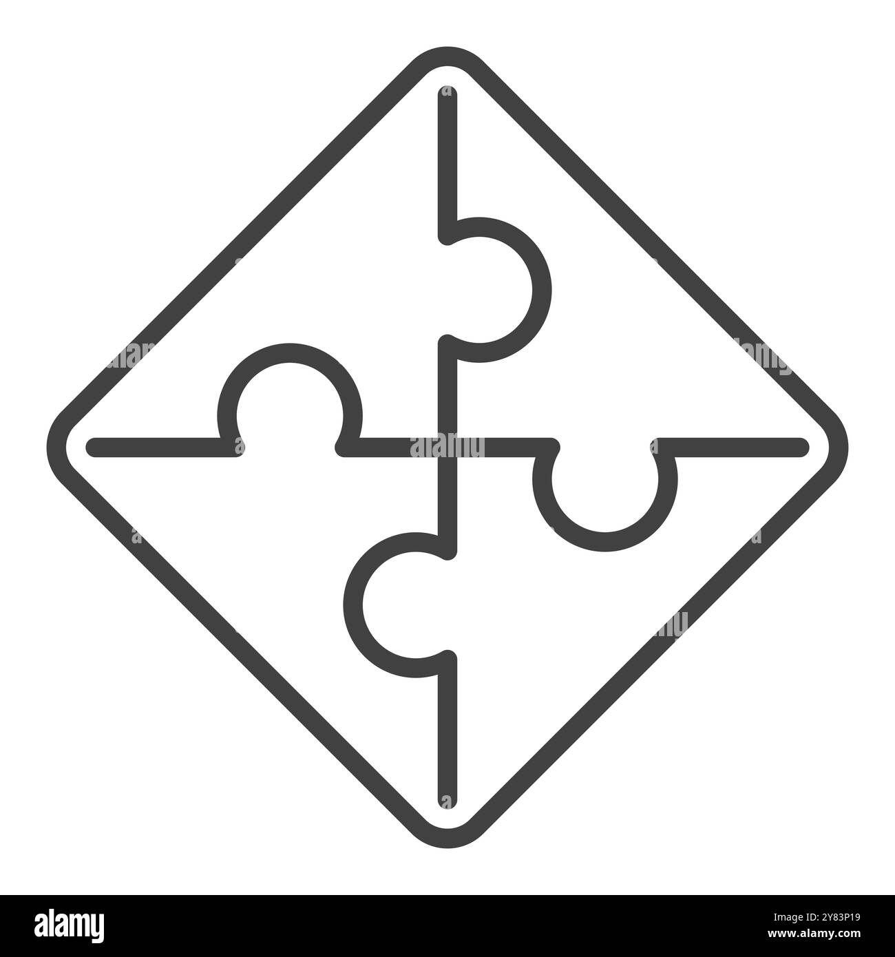 Jigsaw Puzzle simple vector concept outline icon or design element ...