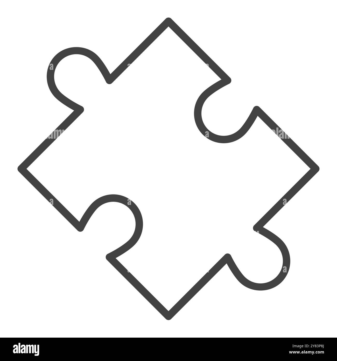 One Jigsaw Puzzle Piece vector concept icon or symbol in outline style ...