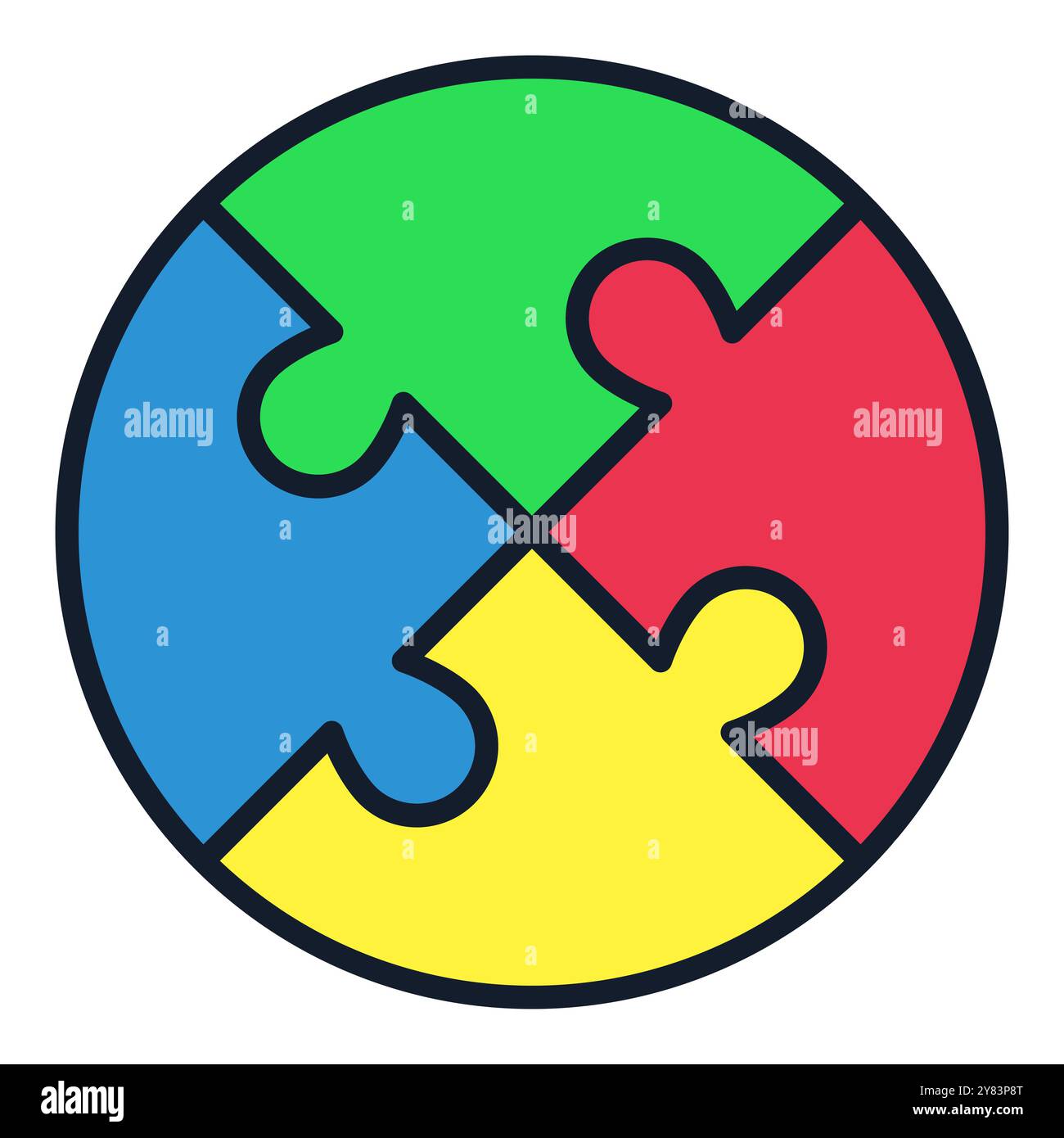Puzzle Circle vector Jigsaw Puzzles concept colored round icon or ...
