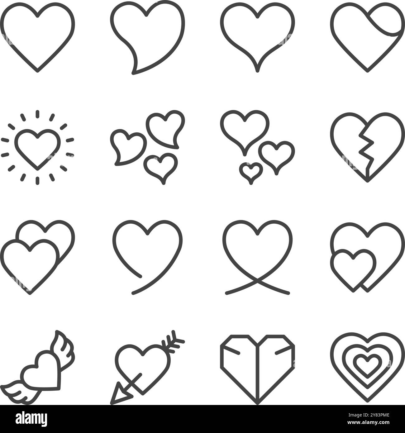 heart line icon set,vector and illustration Stock Vector Image & Art ...