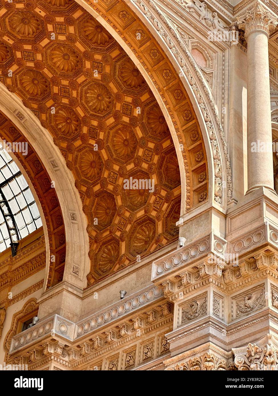 Interior of an ornate Italian building with vaulted ceilings and ...