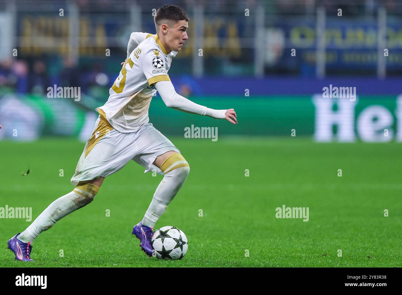 Andrija Maksimovic of FC Crvena Zvezda seen in action during UEFA ...
