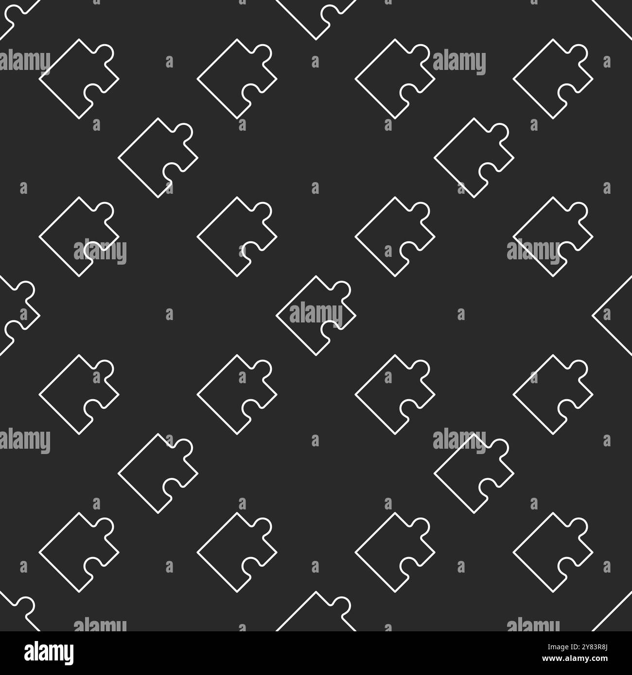 One Puzzle Piece vector Jigsaw Puzzles concept seamless pattern in thin ...