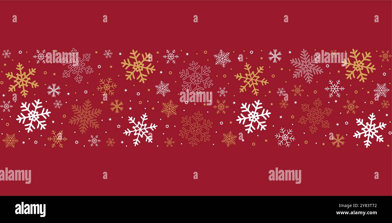 banner christmas card with golden snowflake border vector illustration ...
