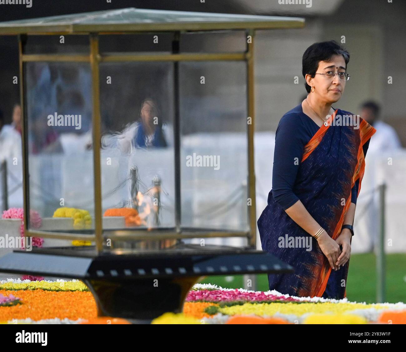 NEW DELHI, INDIA - OCTOBER 2: Delhi Chief Minister Atishi pays homage ...