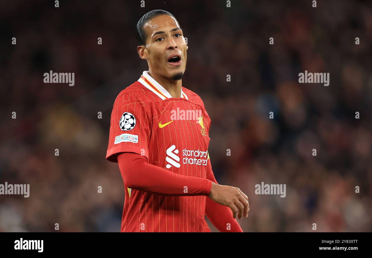 Liverpool, England, 2nd October 2024. Virgil van Dijk of Liverpool ...