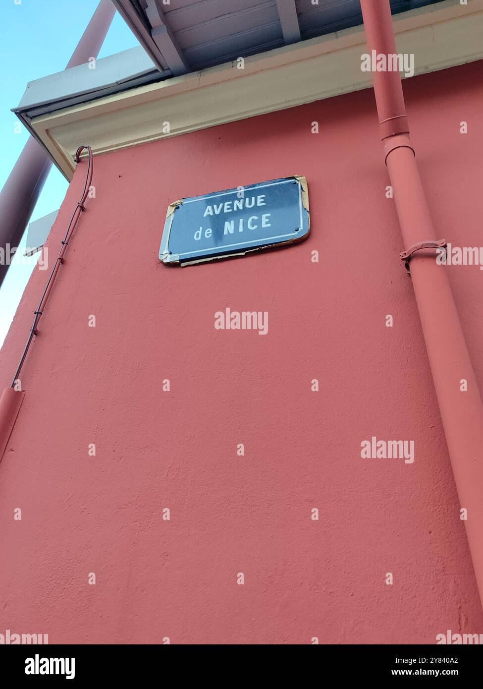 Avenue de Nice Street Sign displayed prominently on an imaginative and ...