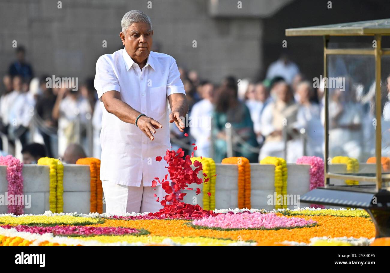 NEW DELHI, INDIA - OCTOBER 2: Vice President Jagdeep Dhankhar pays ...