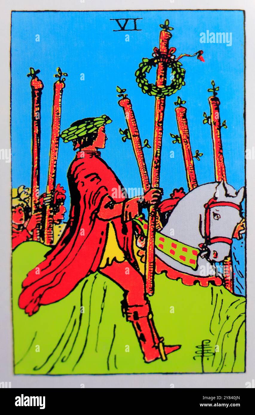 Six of Wands - Tarot Card studio set up Stock Photo - Alamy