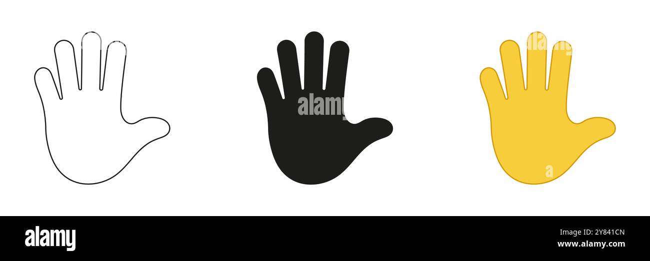 Open Hand Icon. Stop Gesture Emoji Symbol. High Five Gesture Sign ...