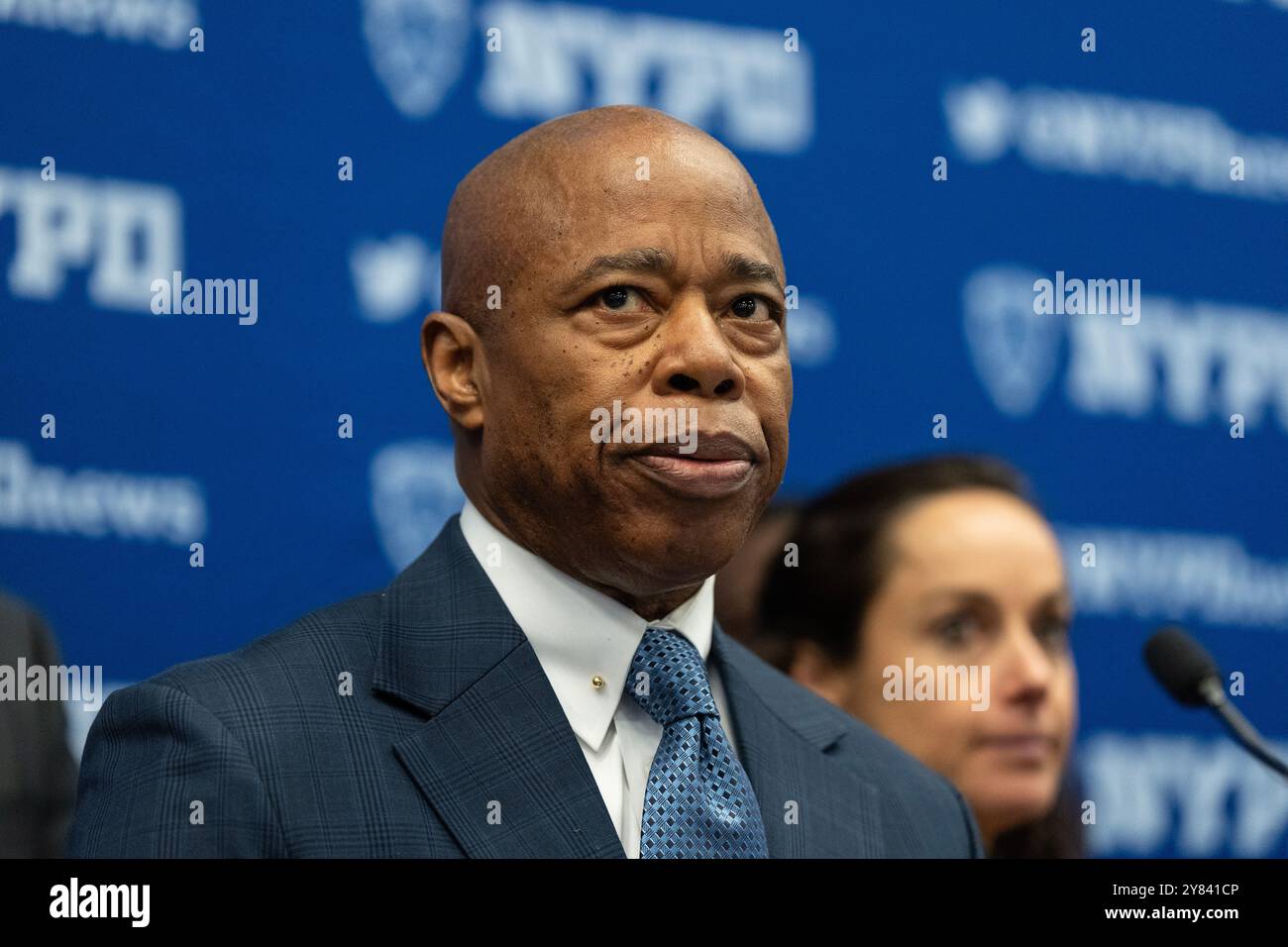 New York, NY, USA, 2 October, 2024: Mayor Eric Adams speaks at police ...