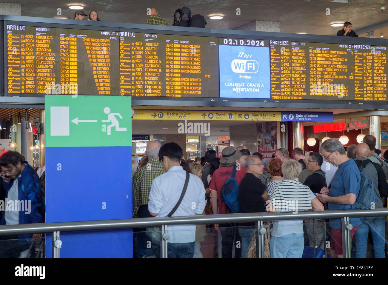 Rome, Italy. 2nd Oct, 2024. Travelers stopped at the Rome Termini ...