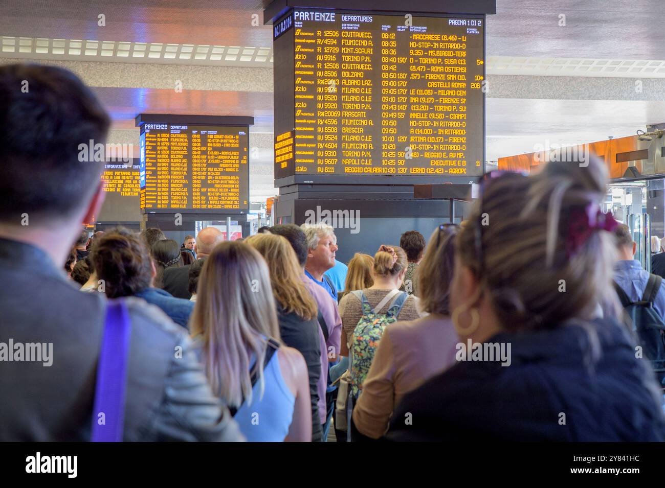 Rome, Italy. 2nd Oct, 2024. Travelers stopped at the Rome Termini ...