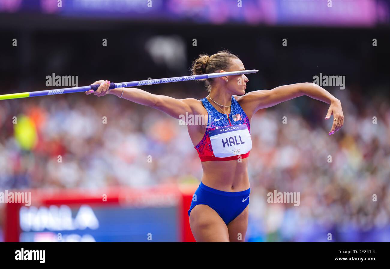 Anna Hall participating in the Javelin Throw at the Paris 2024 Olympic ...