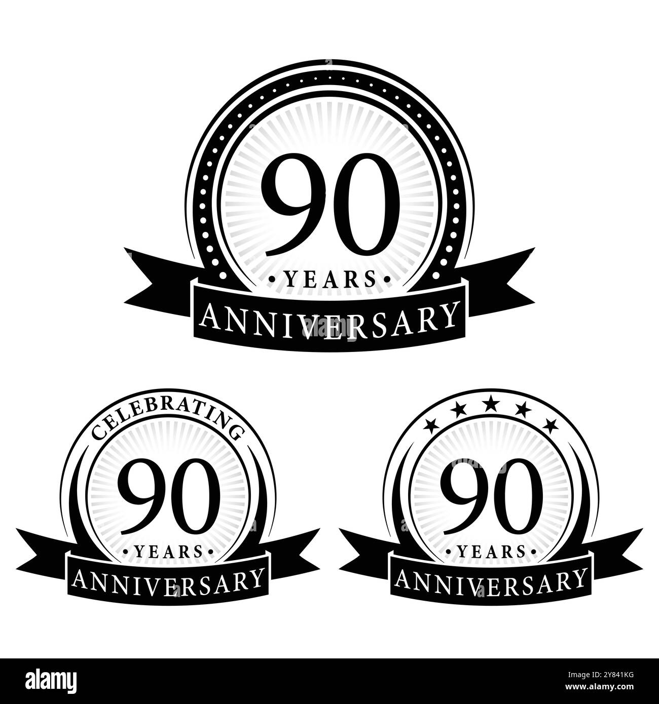 90 years anniversary logo collections. Set of 90th Anniversary logotype ...