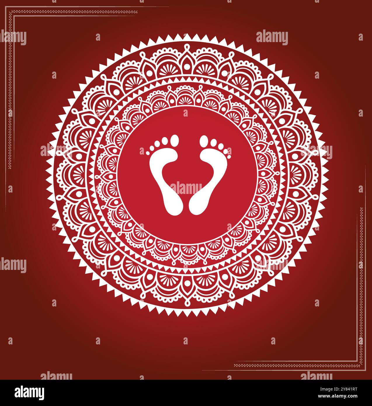 Mahalaya festival greeting with Devi foot symbol and mandala Stock ...