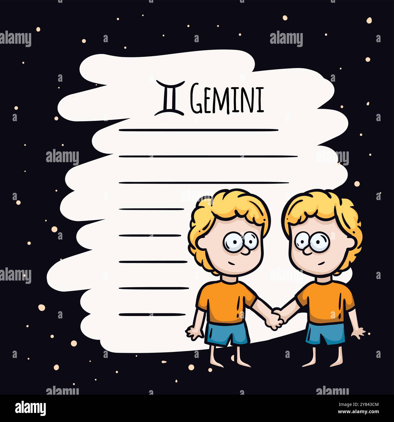 Notepad page template with Gemini zodiac sign. Astrological symbols of ...