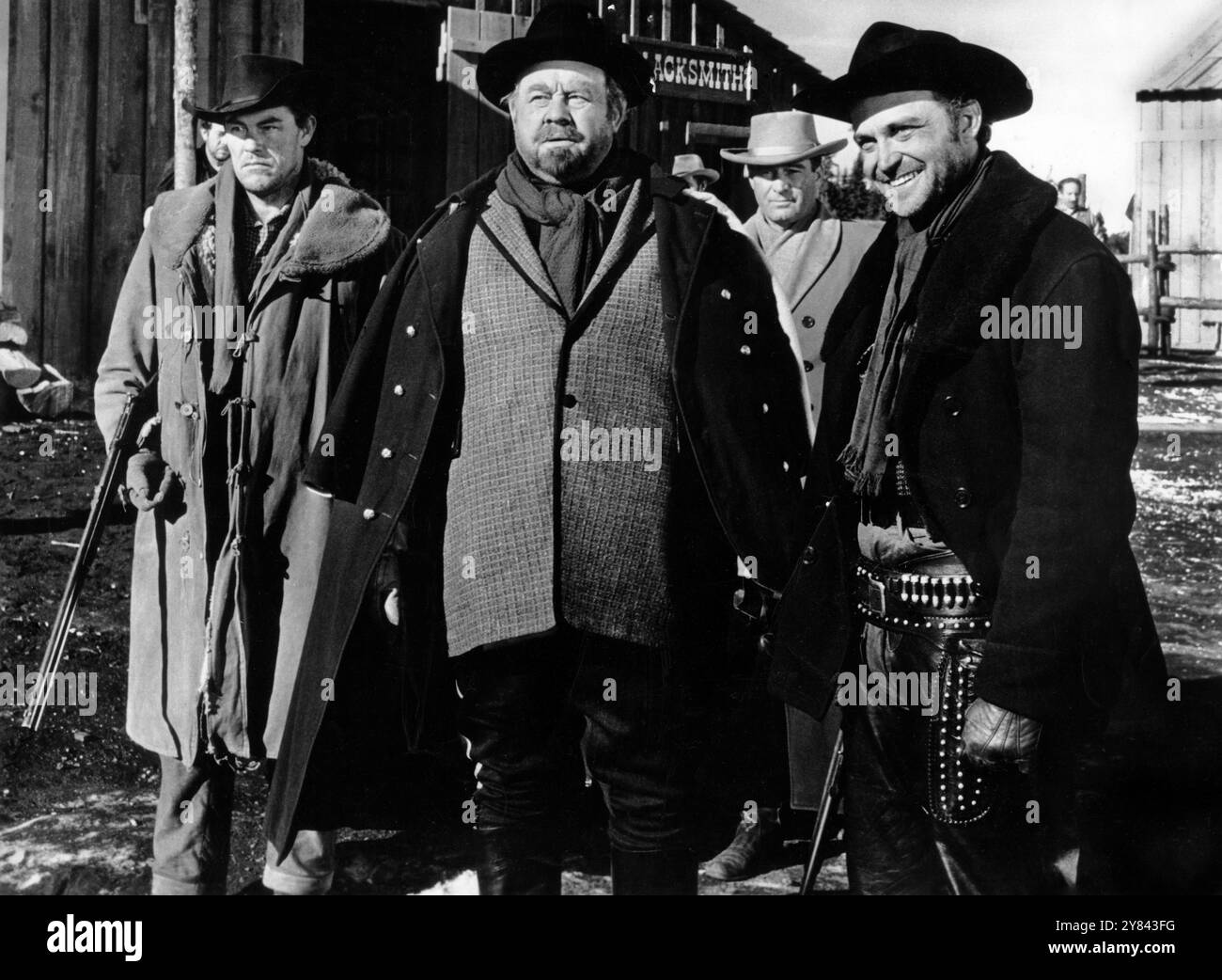 Jack Lambert, Burl Ives, Lance Fuller, on-set of the western film, "Day ...