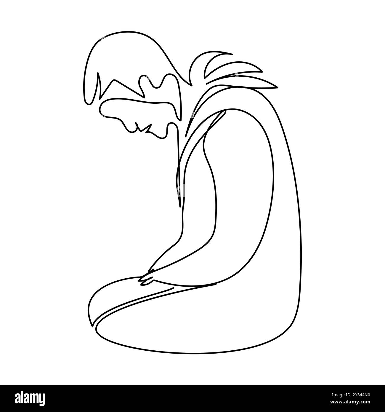 One continuous line drawing of Blue Monday concept Doodle vector ...