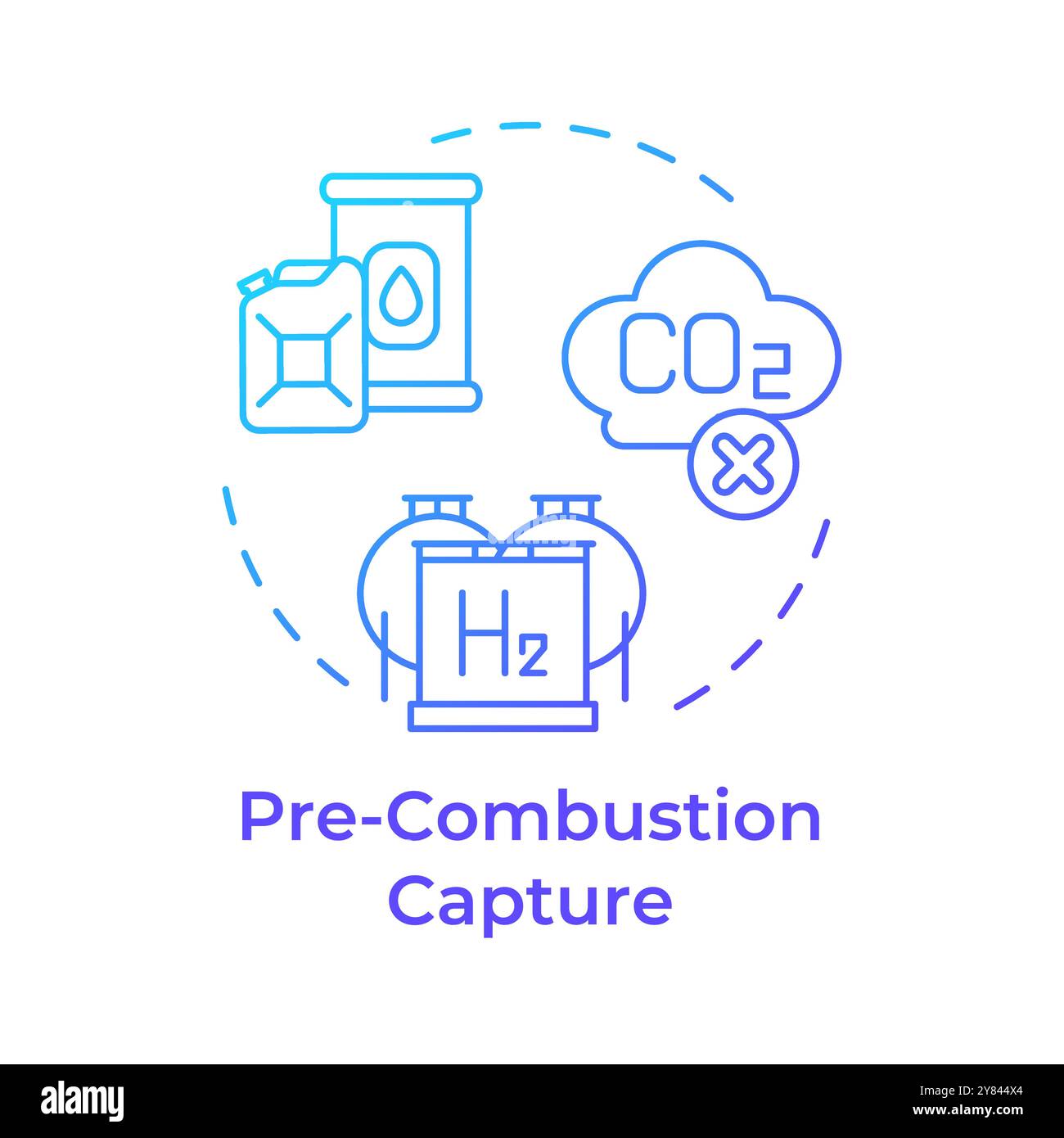 Pre-combustion capture blue gradient concept icon Stock Vector Image ...