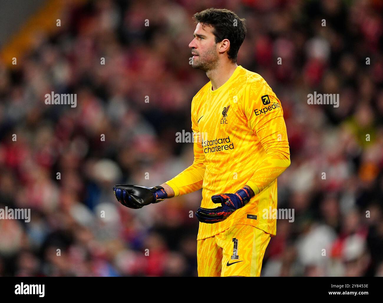 Liverpool goalkeeper Alisson Becker during the UEFA Champions League ...