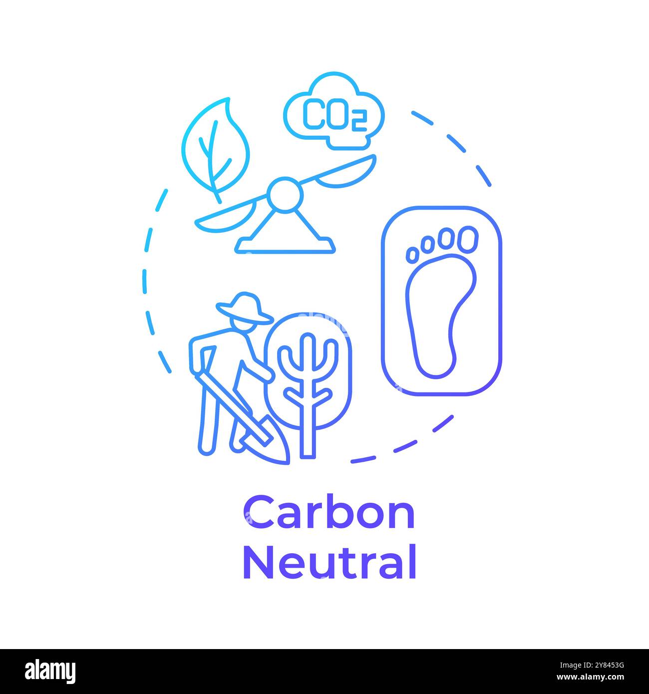 Carbon neutral blue gradient concept icon Stock Vector Image & Art - Alamy