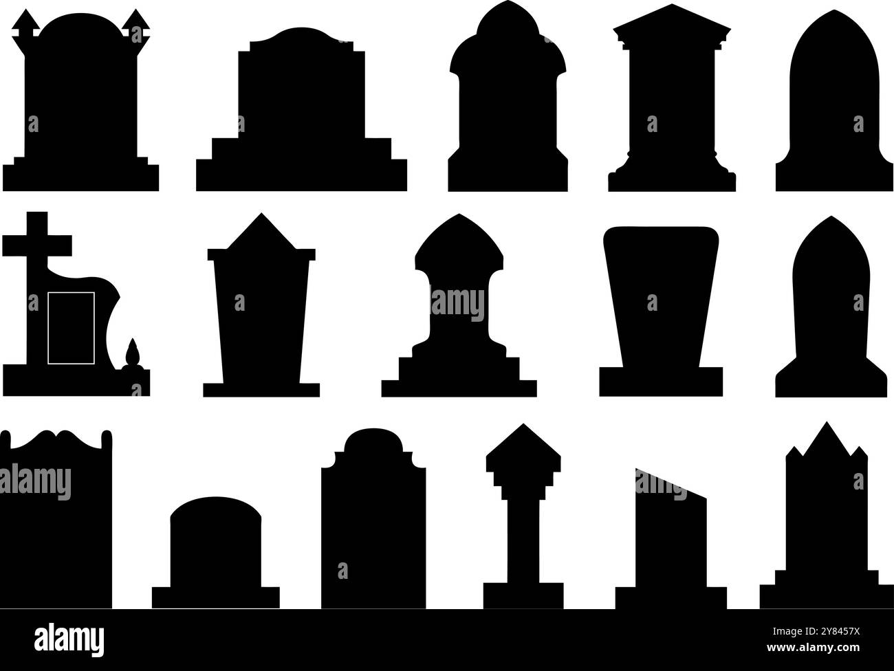 Different gravestones illustration isolated on white Stock Vector Image ...