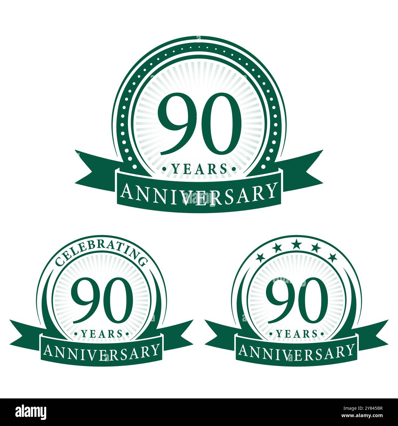 90 years anniversary logo collections. Set of 90th Anniversary logotype ...