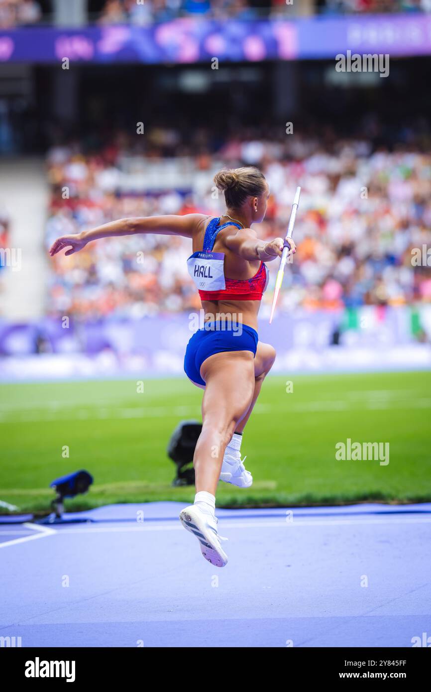 Anna Hall participating in the Javelin Throw at the Paris 2024 Olympic ...
