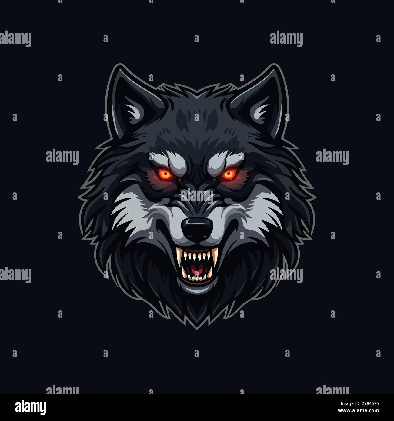 An esports style illustration featuring an angry wolf head logo Stock ...
