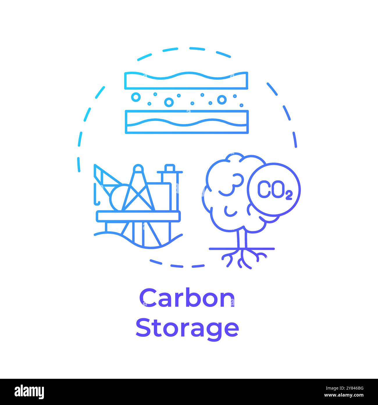 Carbon storage blue gradient concept icon. Greenhouse gas capture ...
