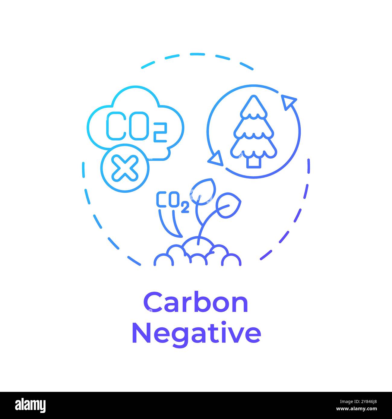 Carbon negative blue gradient concept icon Stock Vector Image & Art - Alamy