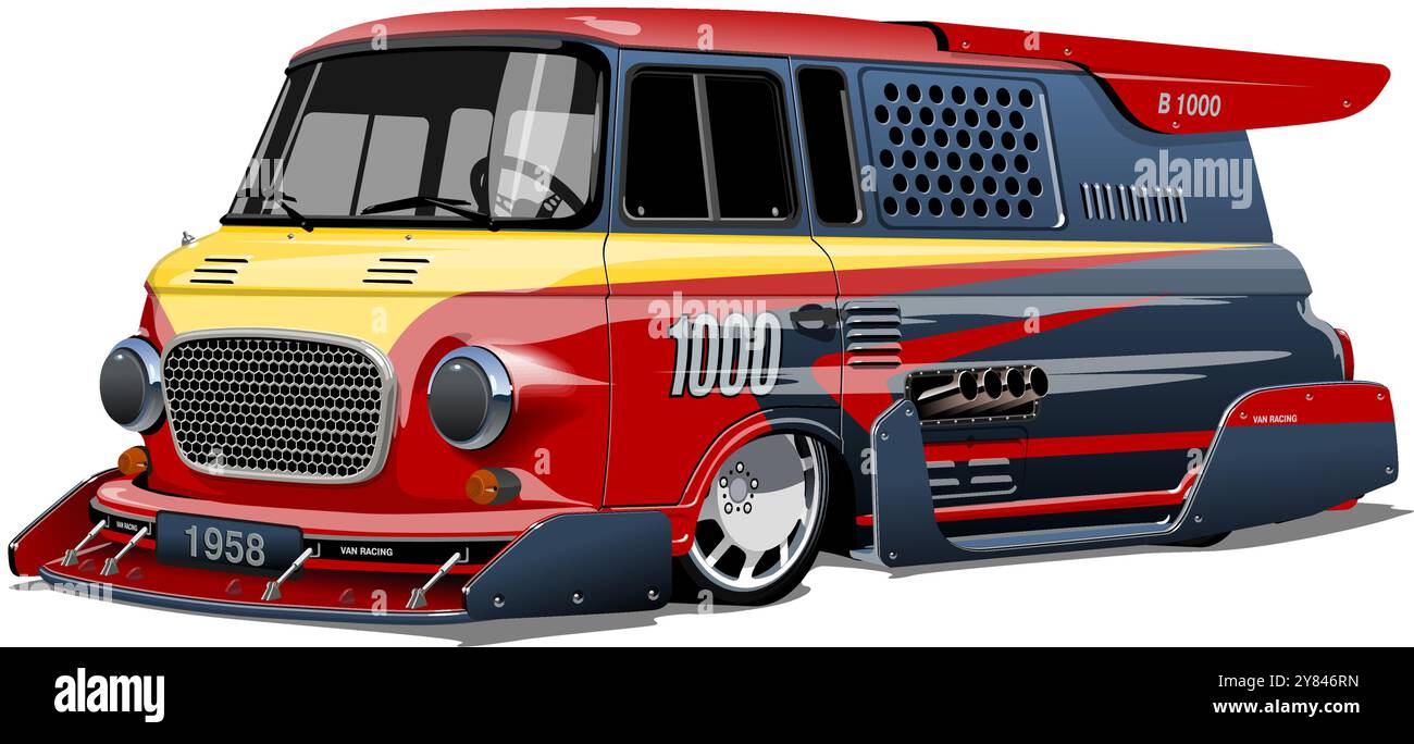Custom fiction retro race van concept. Available EPS-10 vector format ...