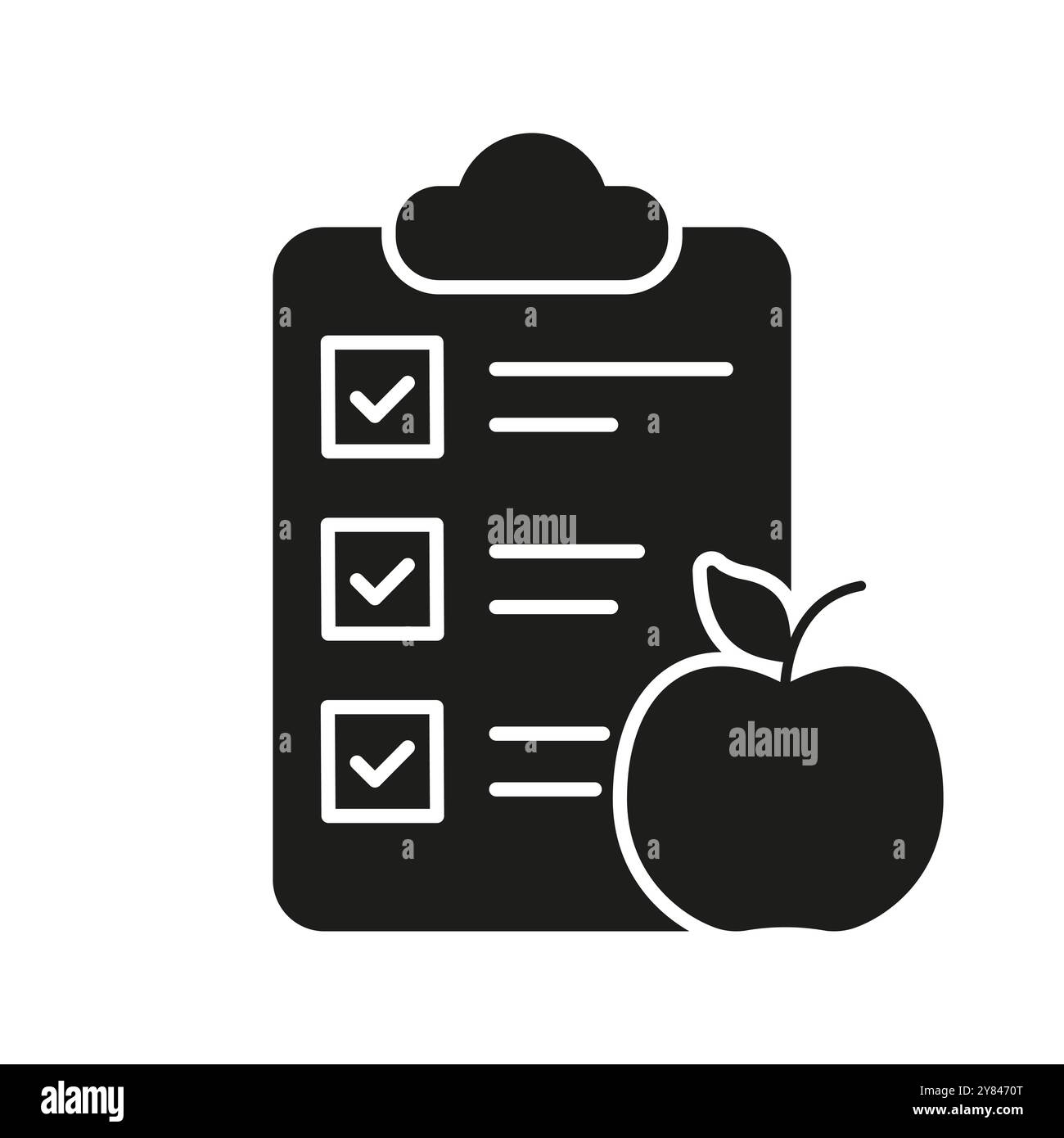 Checklist With Apple Silhouette Icon, Diet Planning And Weight ...